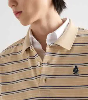 Prada Cotton Piqué Stripe Slim Long-sleeve Polo Shirt - Neutral