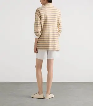 Prada Cotton Piqué Stripe Slim Long-sleeve Polo Shirt - Neutral