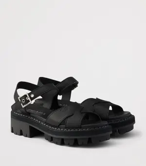Prada Lambskin Platform Sandals 55 - Black