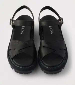 Prada Lambskin Platform Sandals 55 - Black
