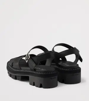 Prada Lambskin Platform Sandals 55 - Black