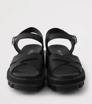 Prada Lambskin Platform Sandals 55 - Black