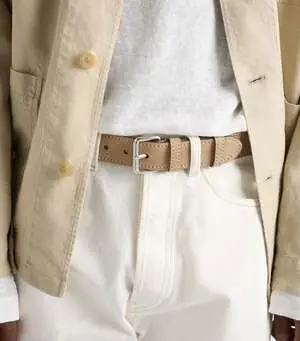 Prada Nubuck Leather Belt With Silver-tone Buckle