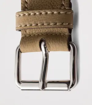 Prada Nubuck Leather Belt With Silver-tone Buckle