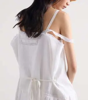 Prada Linen Embroidered Mini Dress