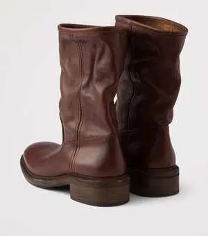 Prada Leather Vintage-effect Mid-calf Boots - Brown