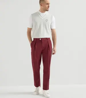 Brunello Cucinelli Stretch-cotton Pleated Trousers