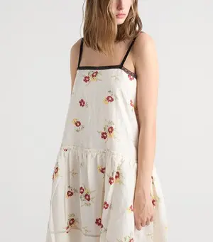 Prada Linen Floral Mini Dress