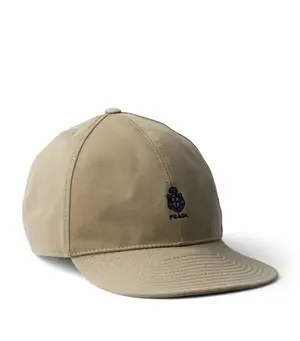 Prada Cotton Gabardine Baseball Cap With Embroidered Logo - Neutral