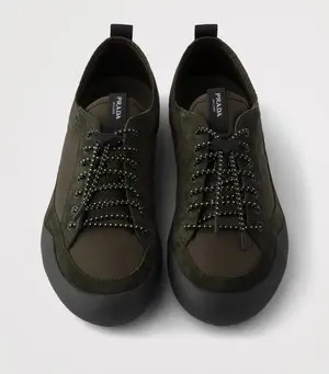 Prada Re-nylon And Suede Speedrock Sneakers - Green