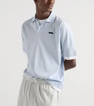 Prada Cotton Layered Polo Shirt - Turquoise