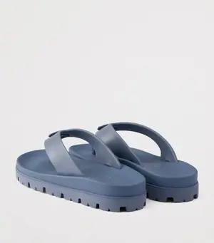 Prada Rubber Logo Thong Sandals - Blue