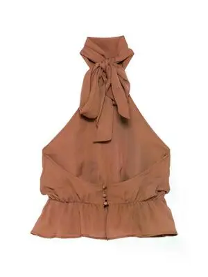 Kiki De Montparnasse Georgette Halter Top - Brown