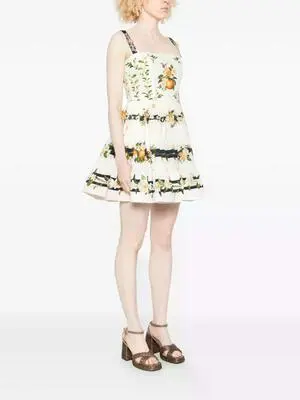 Agua Bendita Lima Valle Floral-print Mini Dress - Neutrals