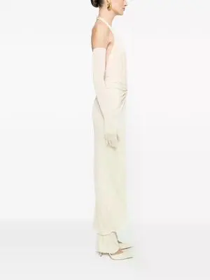 NISSA Halter Neck Backless Layered Jumpsuit - White