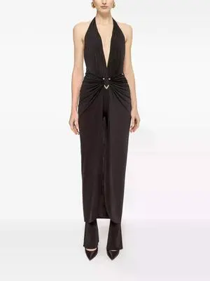 NISSA Backless Layered Jumpsuit - Black