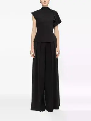 NISSA High-rise Palazzo Trousers - Black