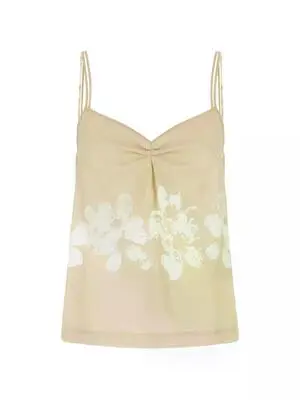 Iceberg Floral-print Linen Top - Neutrals