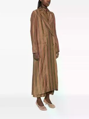 UMA WANG Camelot Striped Double-breasted Coat