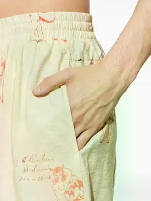 MISBHV Printed Drawstring Shorts - Yellow