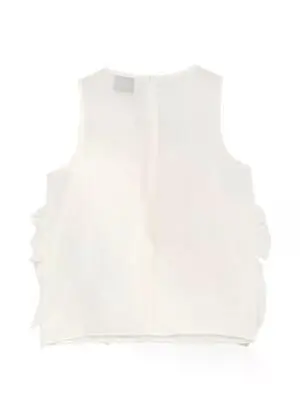 Alpha Studio Ruffled Sleeveless Top - White