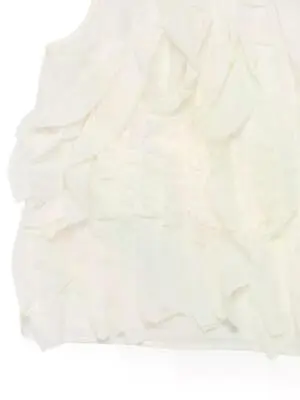 Alpha Studio Ruffled Sleeveless Top - White