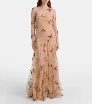 Blumarine Patch-appliqué Maxi Dress - Beige