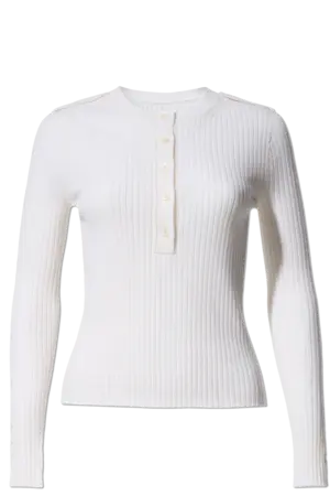 Perfect Moment Ribbed Henley Top - Cream
