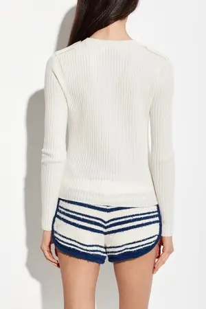 Perfect Moment Ribbed Henley Top - Cream