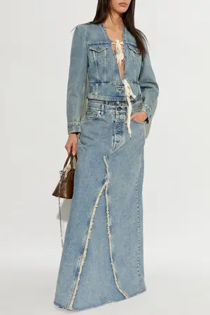 MAISON MARGIELA Denim Maxi Skirt With Raw Hem