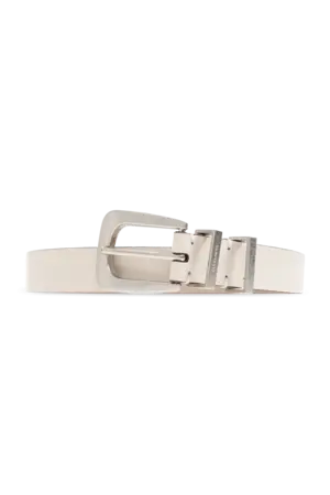 ALLSAINTS Leather Skinny Belt - Cream