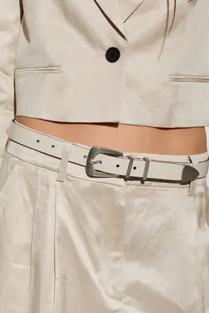 ALLSAINTS Leather Skinny Belt - Cream