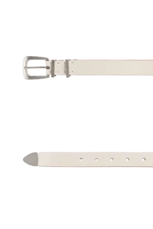 ALLSAINTS Leather Skinny Belt - Cream