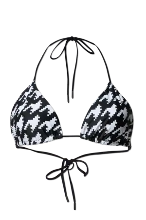 Perfect Moment Houndstooth Pixelated Bikini Top - Black