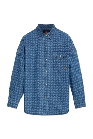 Perfect Moment Houndstooth Denim Shirt - Blue