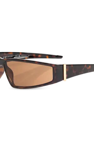 Alexander McQueen Tortoiseshell Rectangle Sunglasses - Brown
