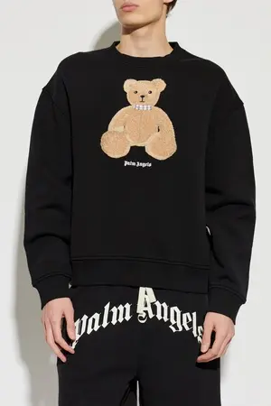 Palm Angels Sweatshirt With Teddy Bear Motif - Black