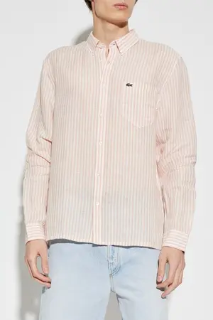 Lacoste Linen Shirt With Striped Pattern - Pink