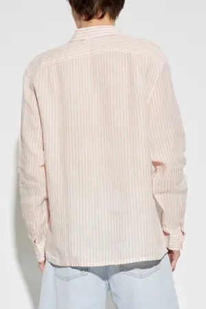 Lacoste Linen Shirt With Striped Pattern - Pink
