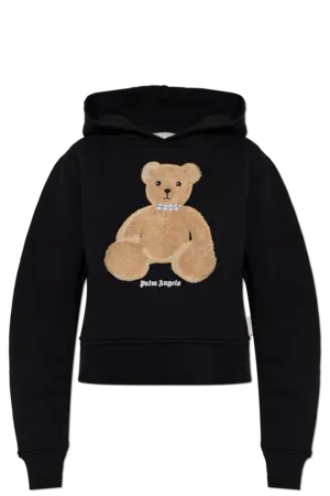 Palm Angels Plush Teddy Bear Cropped Hoodie - Black