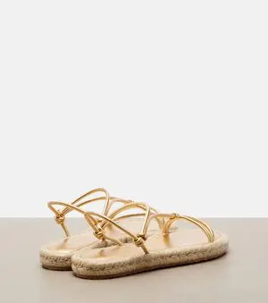 GIANVITO ROSSI Bali Metallic Leather Espadrille Sandals - Gold