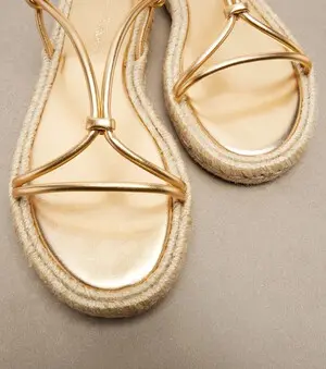 GIANVITO ROSSI Bali Metallic Leather Espadrille Sandals - Gold