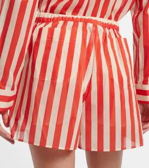 ERES Twins Striped Cotton Voile Shorts - Red