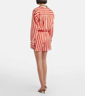 ERES Twins Striped Cotton Voile Shorts - Red