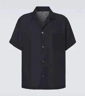 Brioni Linen Bowling Shirt - Blue