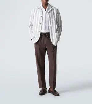 Brioni Striped Cotton And Linen Blazer