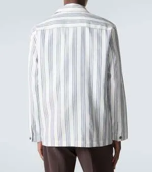 Brioni Striped Cotton And Linen Blazer