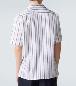 Brioni Striped Cotton Poplin Bowling Shirt - White