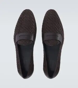 Brioni Appia Leather And Suede Loafers