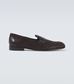 Brioni Appia Leather And Suede Loafers